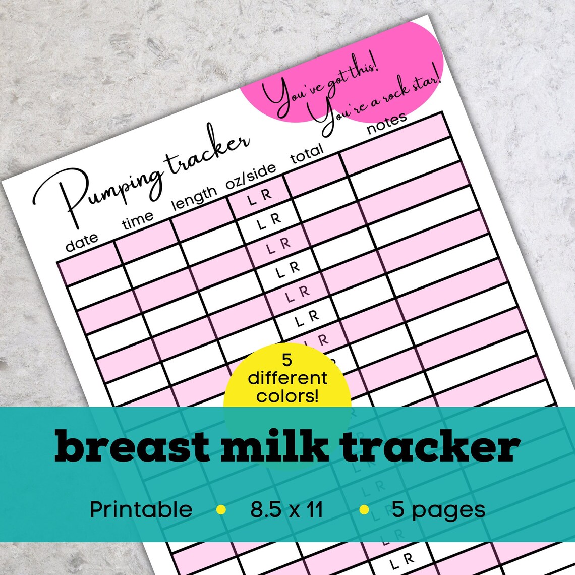 Printable Breast Milk Tracker, Breast Pumping Log, Exclusive Pumping ...