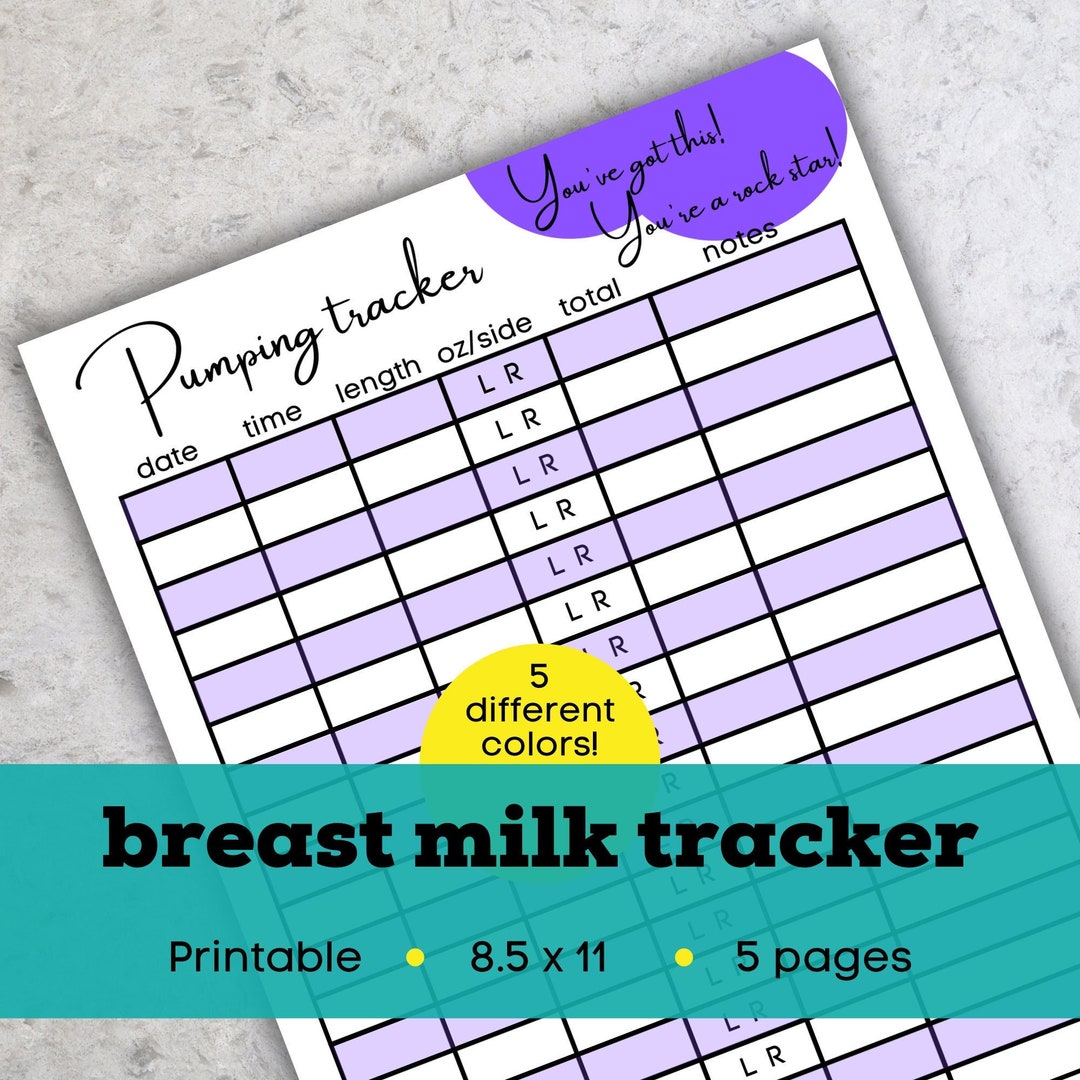 Breast Milk Pumping Tracker, Breast Milk Log, Printable Breastfeeding ...