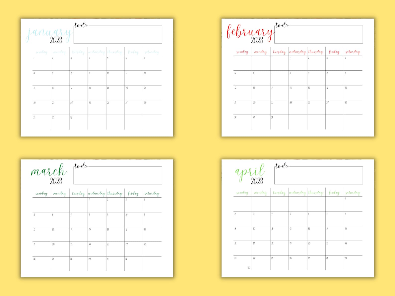 12 Month Calendar Download Minimalist 2023 Calendar Printable - Etsy