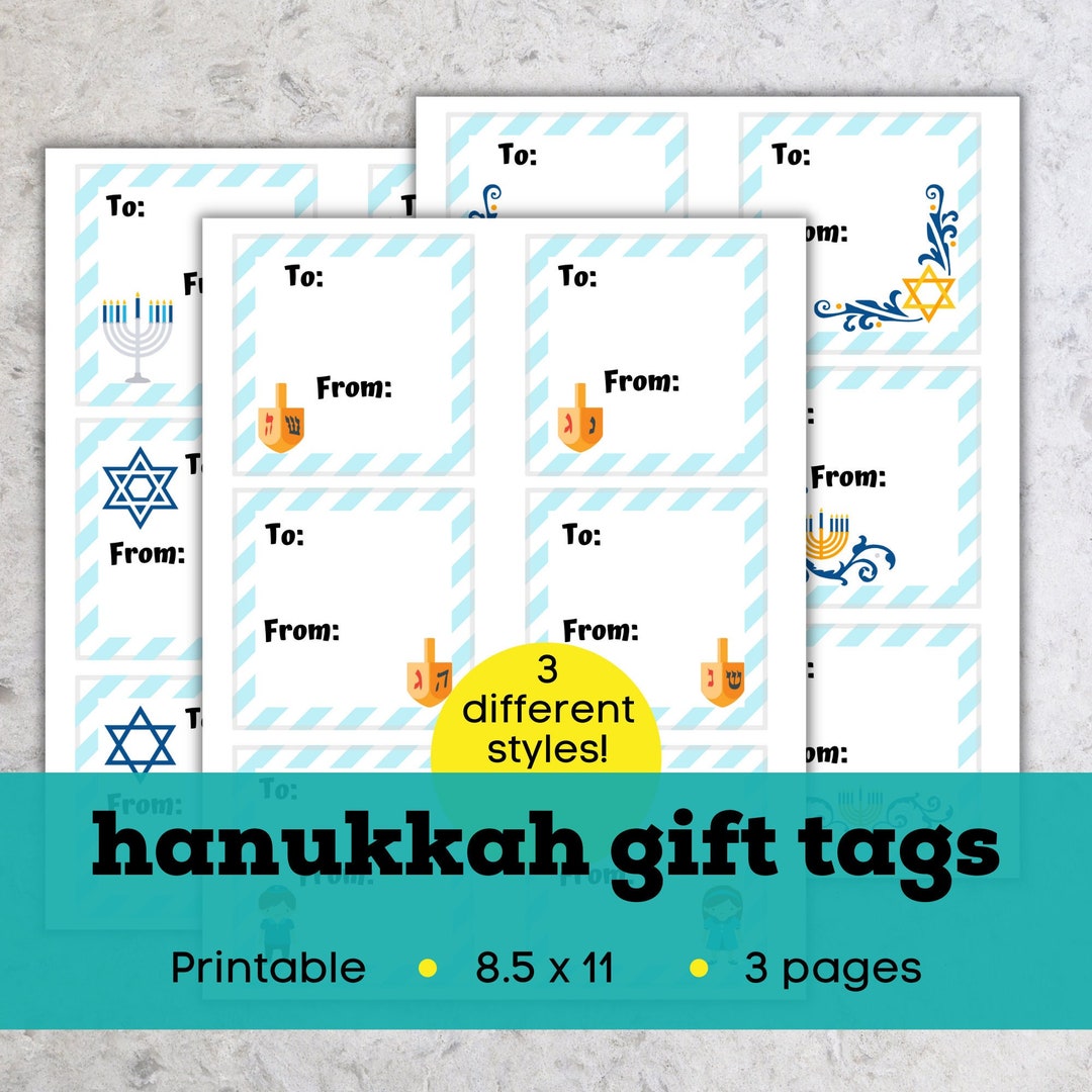 Star of David Gift Tags, Dreidel Gift Tag, Menorah Gift Tag, Hanukkah ...
