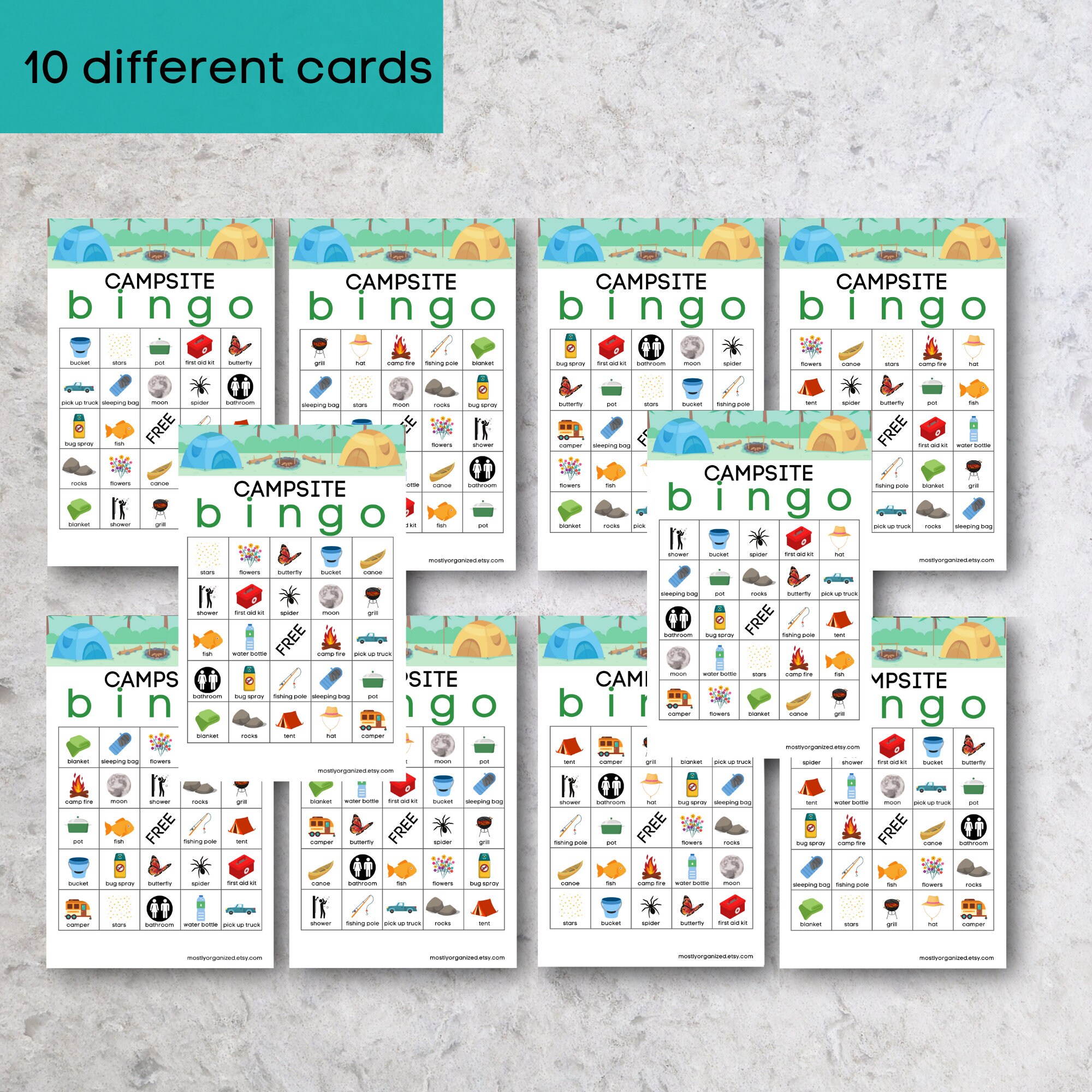 Camping Bingo Printable, Camping Scavenger Hunt Printable, Printable ...
