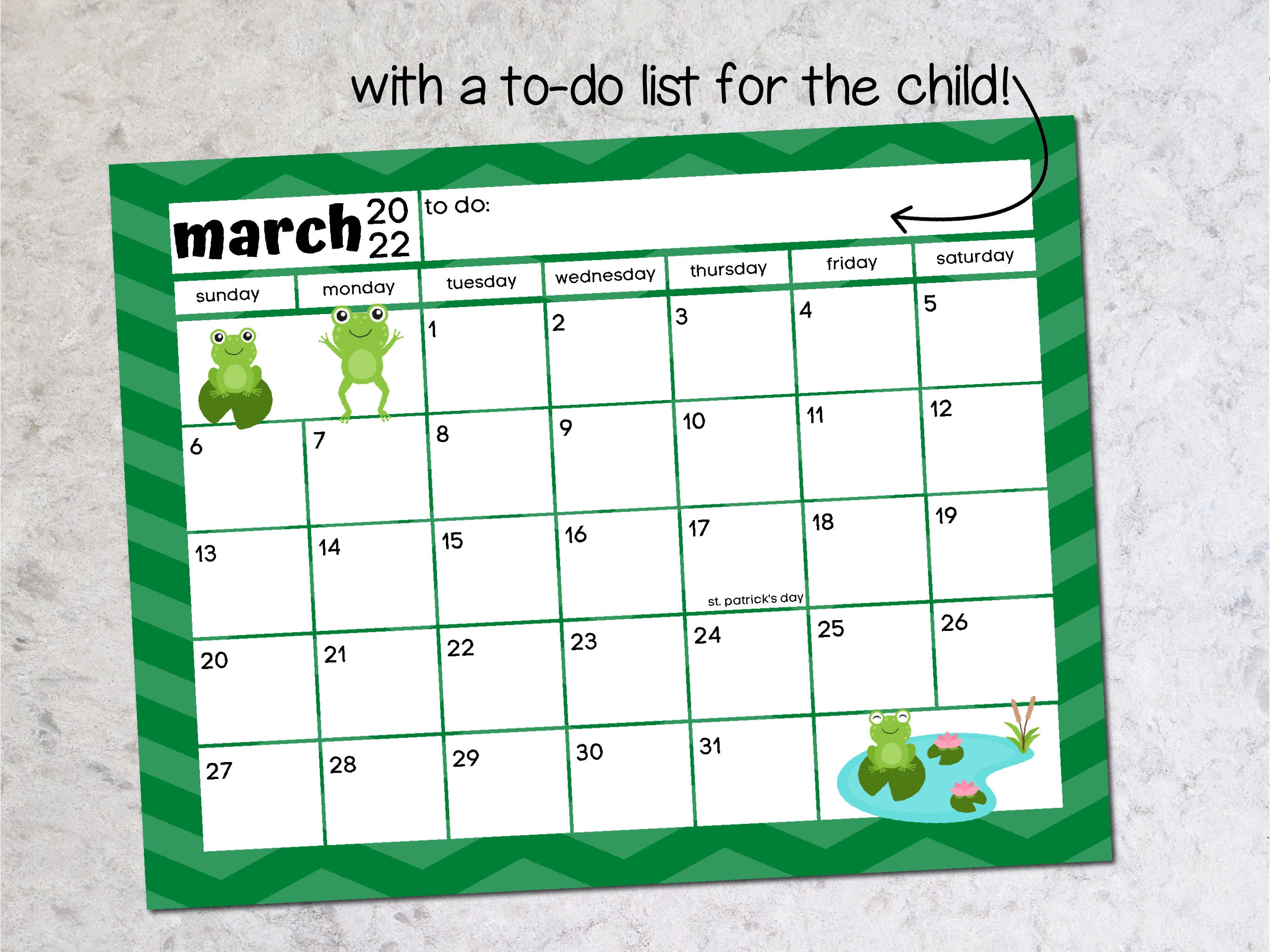 Cute March 2022 Calendar Printable