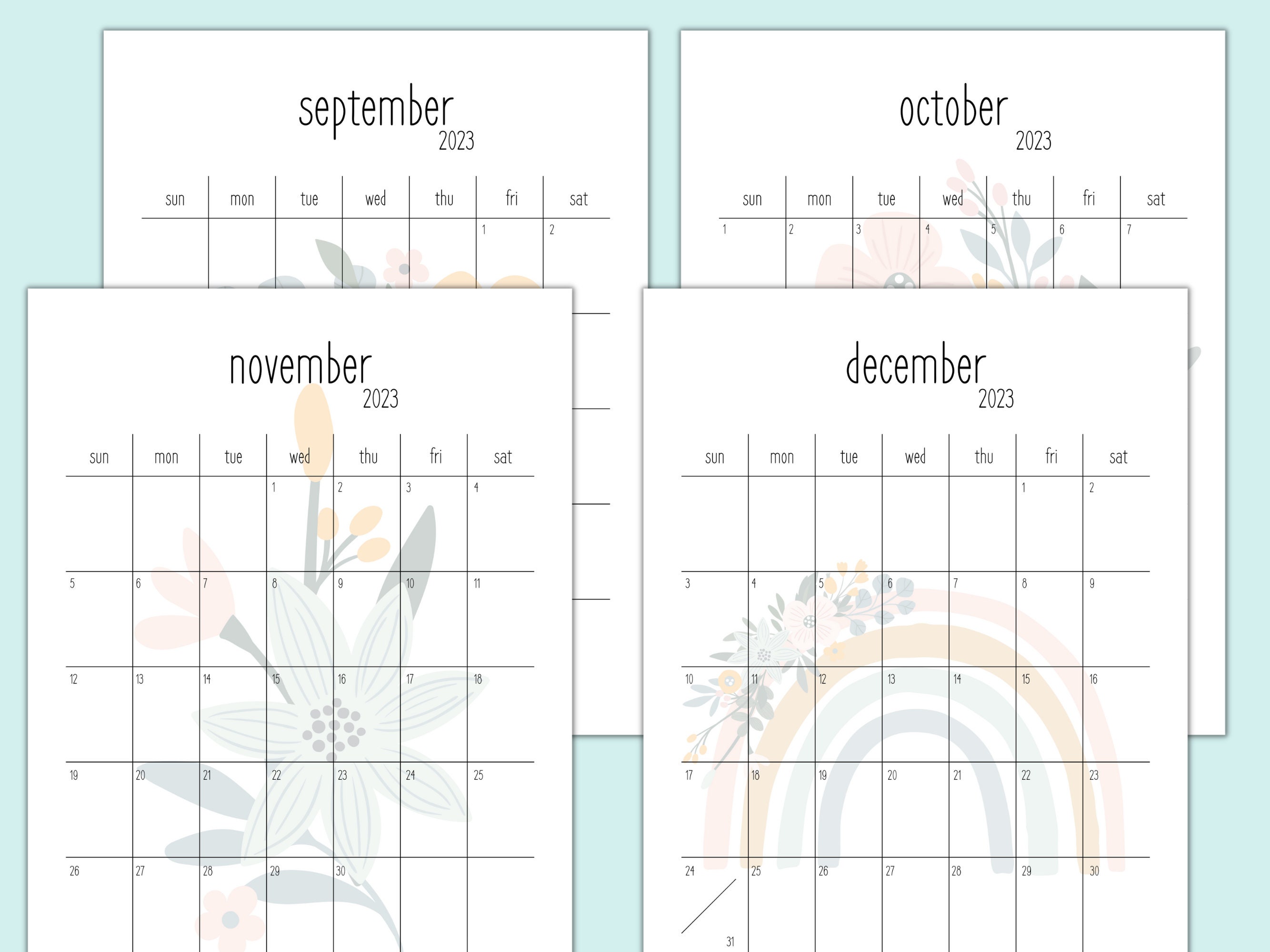 Boho Calendar Printable 2023 Boho Monthly Planner 2023 - Etsy