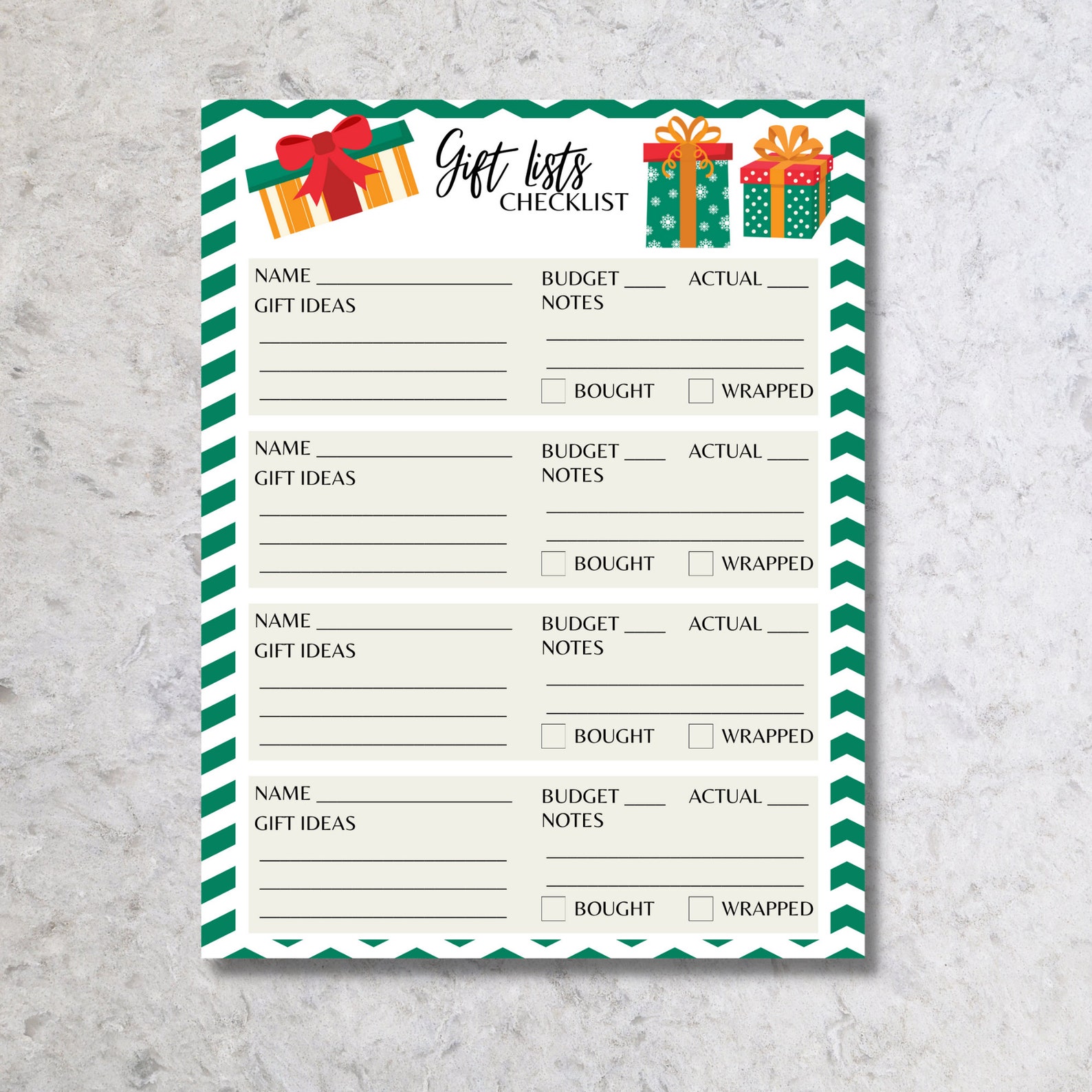 Printable Christmas Gift List Tracker (digital Download) - Etsy