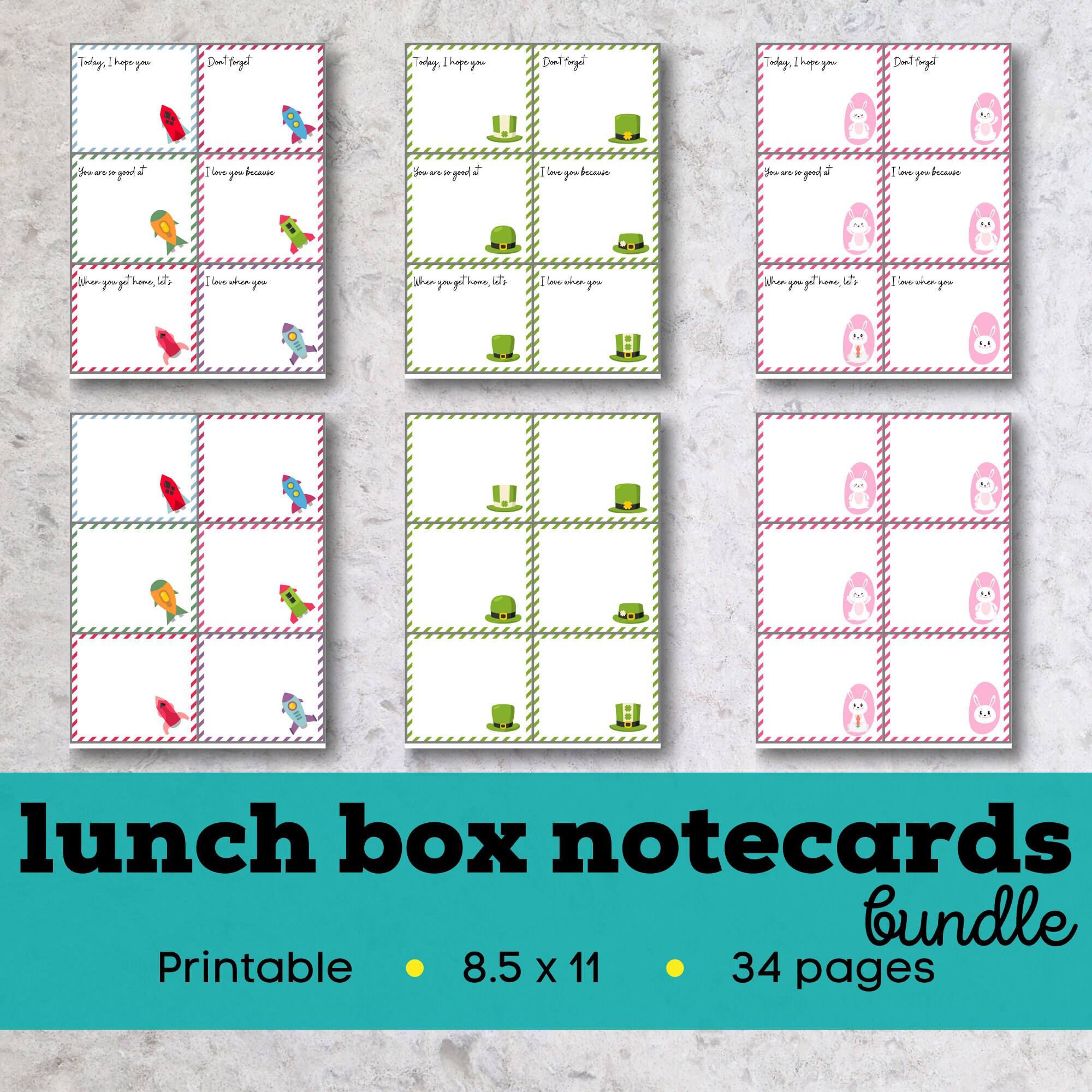 Lunch Box Cards Printable School Notes Printable | Etsy