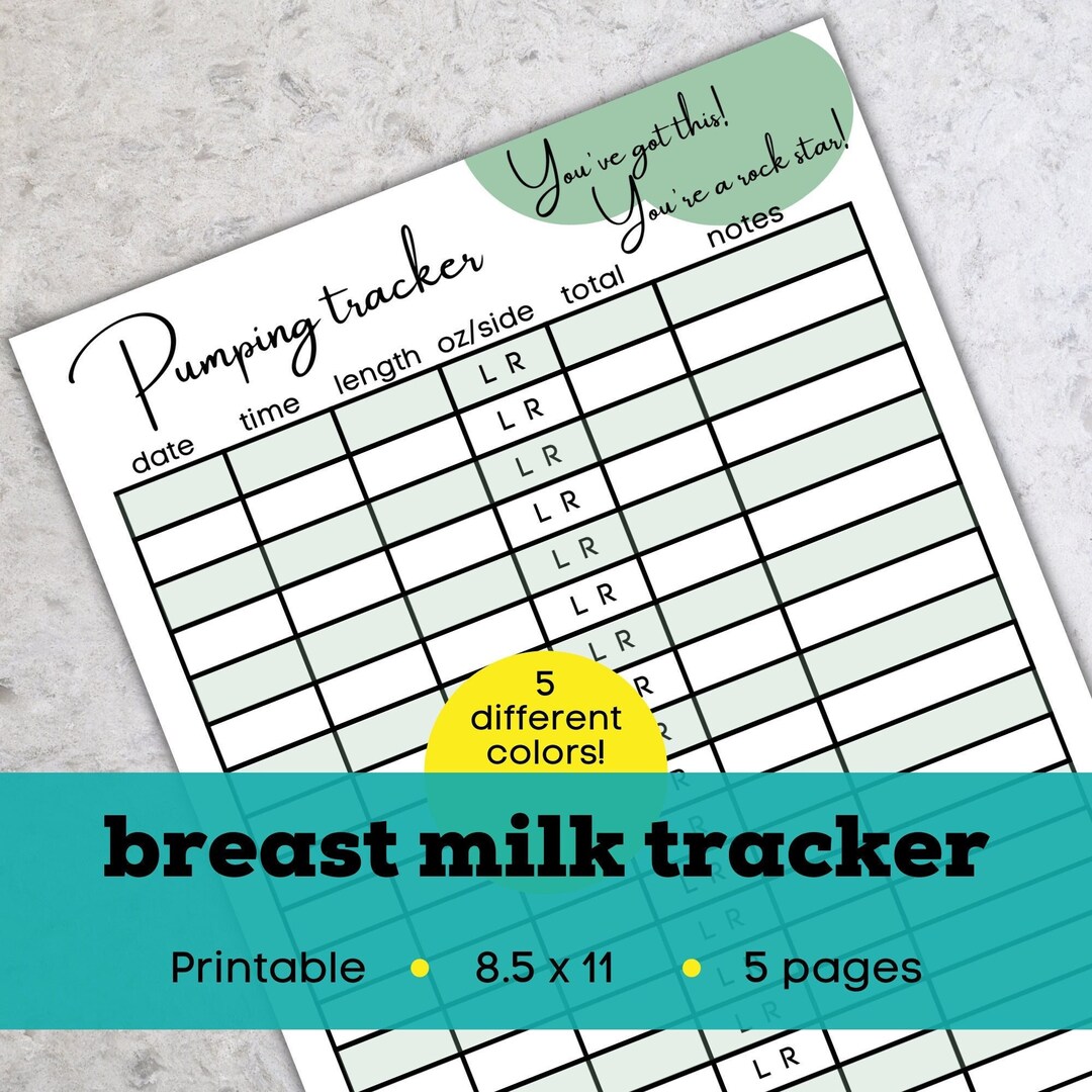 Breast Milk Pumping Tracker, Printable Breast Milk Tracker, Breast ...