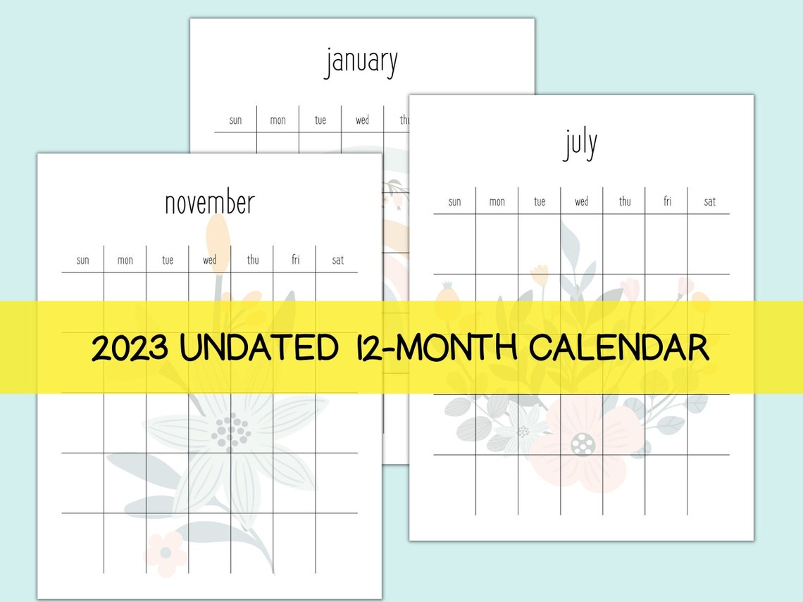 Month at a Glance Printable Blank Portrait Calendar - Etsy