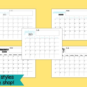 2023 Landscape Calendar Printable, Horizontal Planner Insert, 12 Month ...