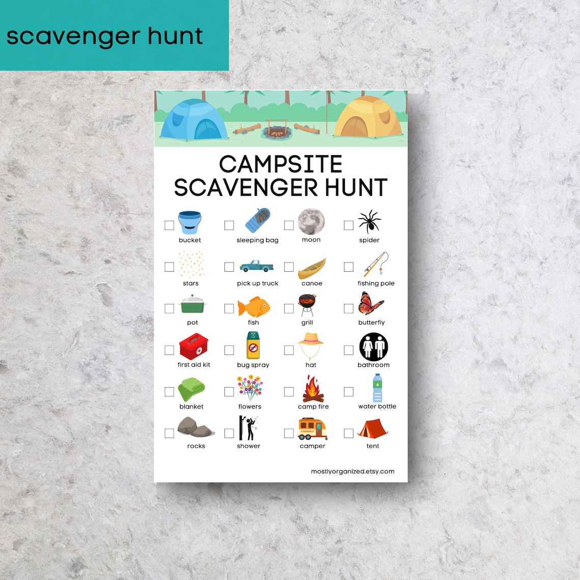 Camping Bingo Printable Camping Scavenger Hunt Printable | Etsy