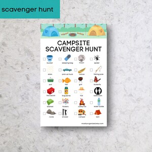 Camping Bingo Printable, Camping Scavenger Hunt Printable, Printable ...