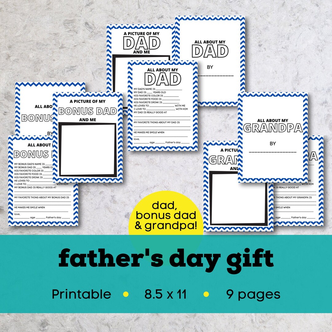 All About My Dad Printable, Step Dad Father's Day Gift, All About My ...