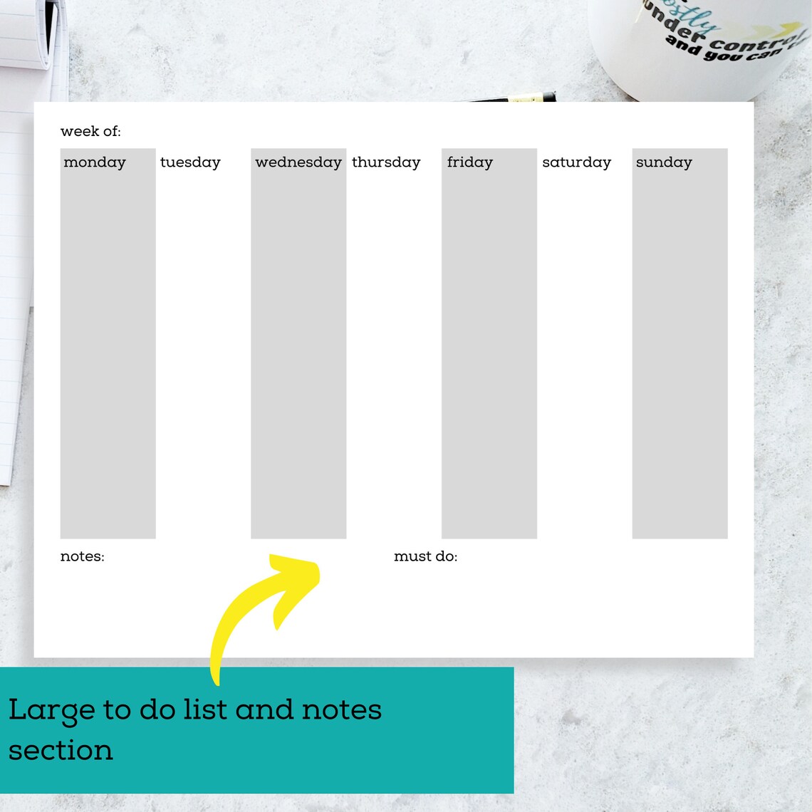 Horizontal Weekly Planner Printable Pdf Weekly Planner - Etsy Canada