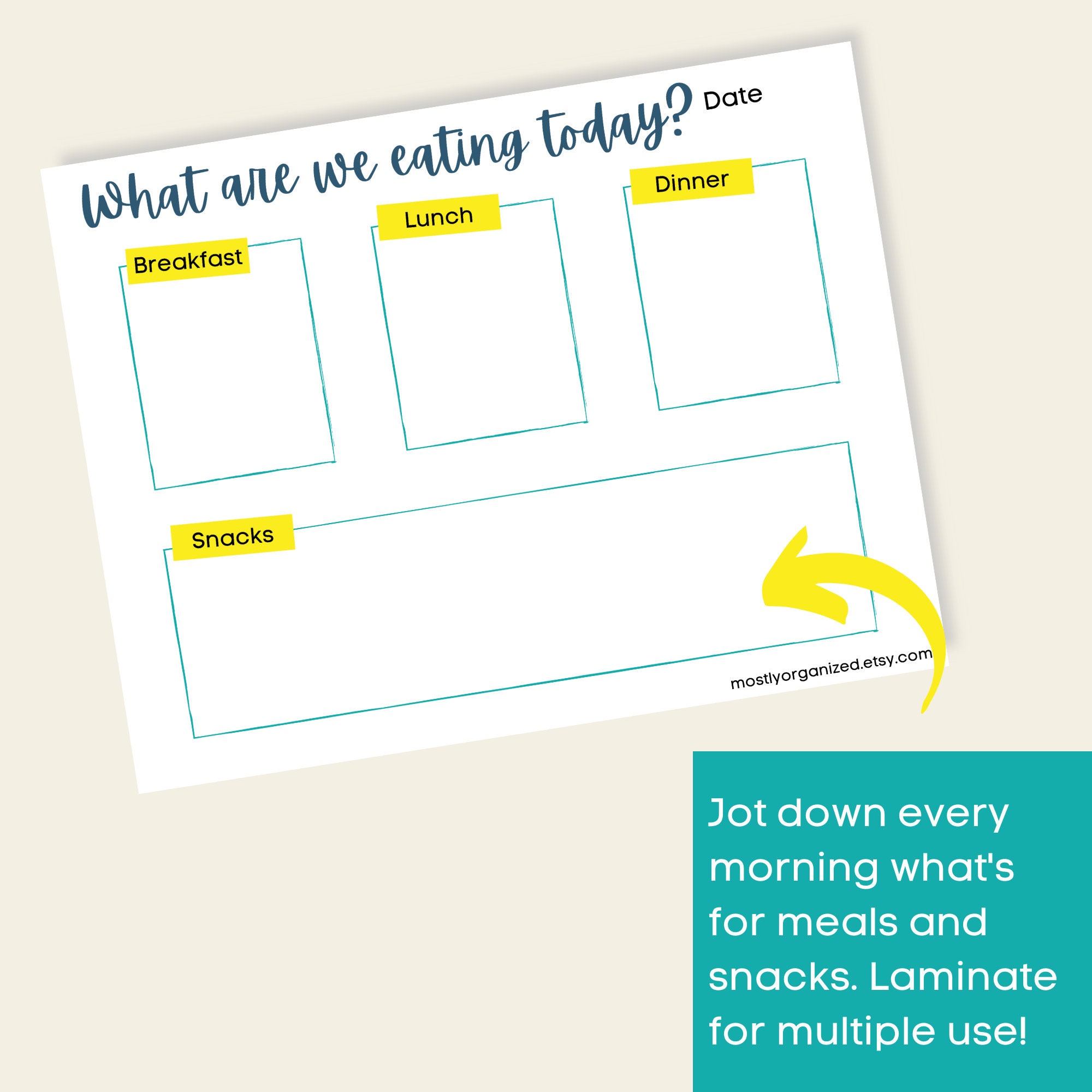 Daily Meal Plan Daily Menu Board Daily Meal Planner - Etsy