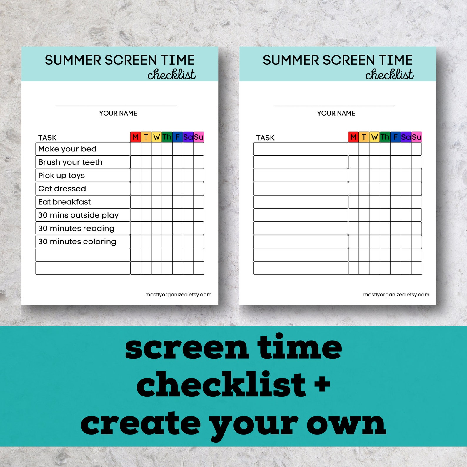 Screen Time Checklist for Summer Summer Rule Printable | Etsy