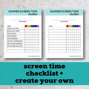 Screen Time Checklist for Summer, Summer Rule Printable, Summer Rules ...