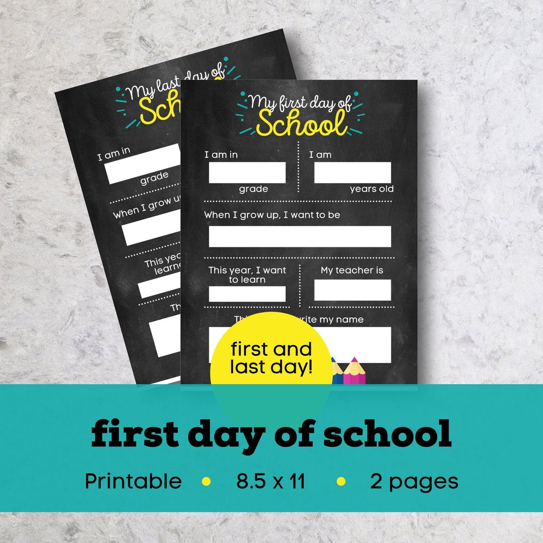 Back to School Sign Printable, First Day of School Sign Printable, Last ...