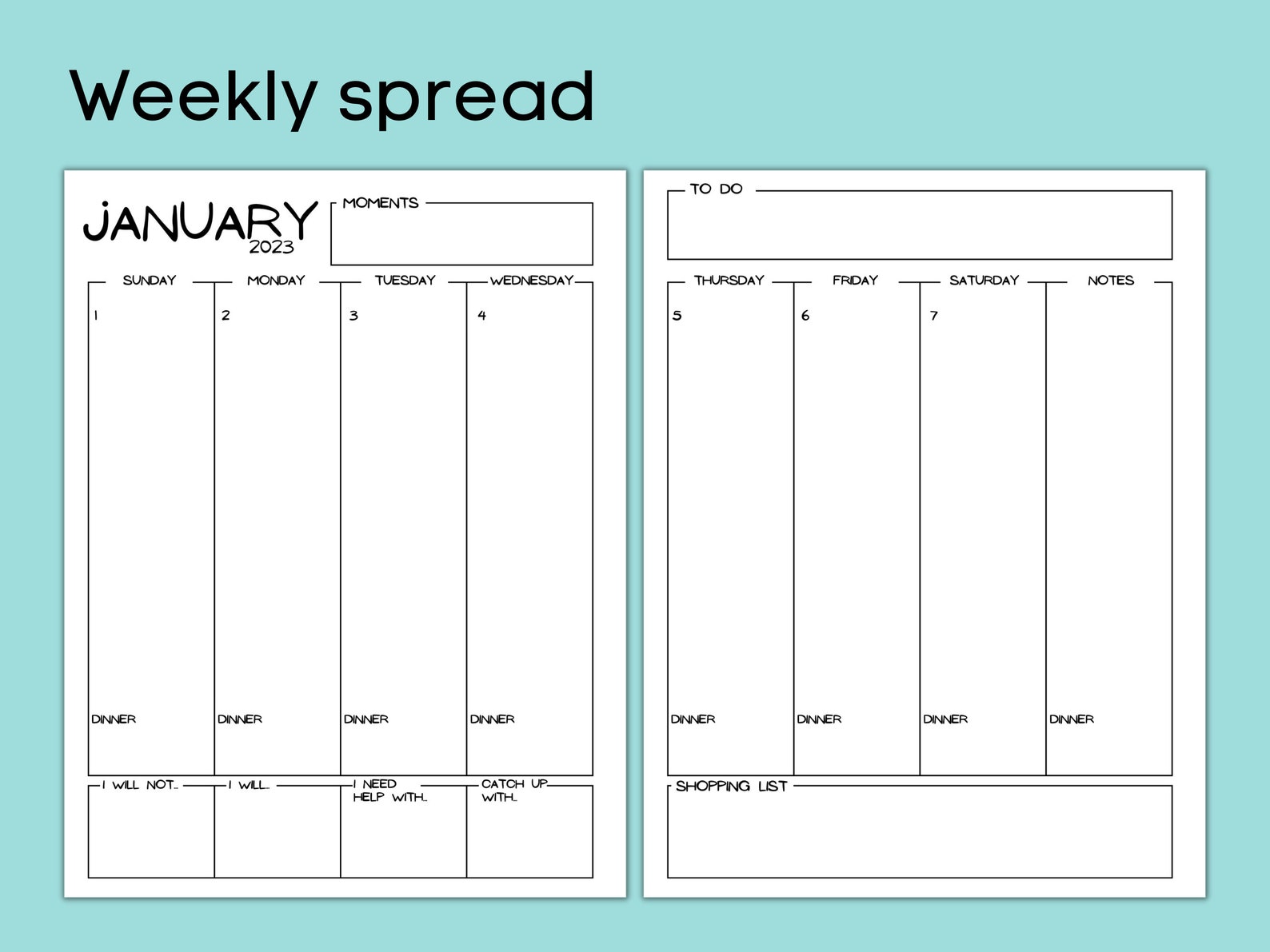 2023 Weekly Planner Printable Bundle, 2023 Monthly Calendar Printable ...