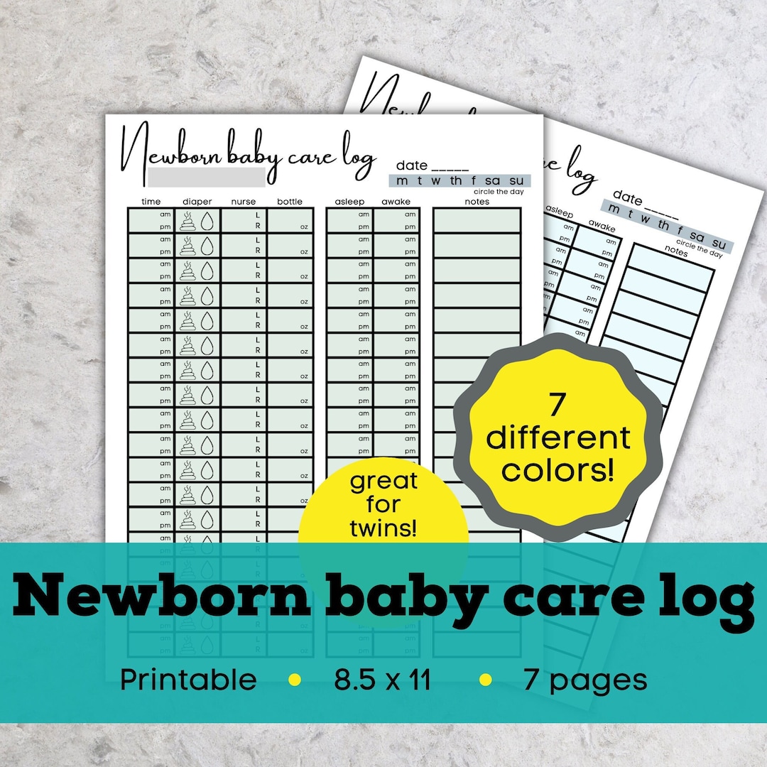 Printable Baby Log, Daily Baby Log, Infant Daily Report, Twin Feeding ...