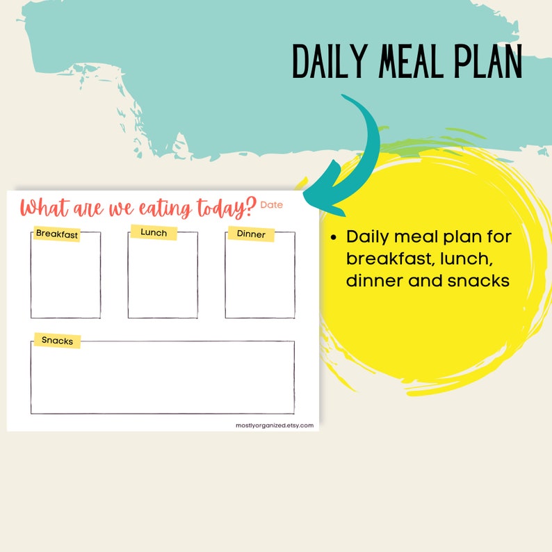 Daily Meal Planner Printable Daily Menu Board Template - Etsy