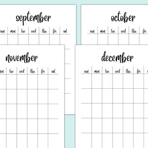 Blank Portrait Calendar Printable, Perpetual Calendar Printable, Month ...