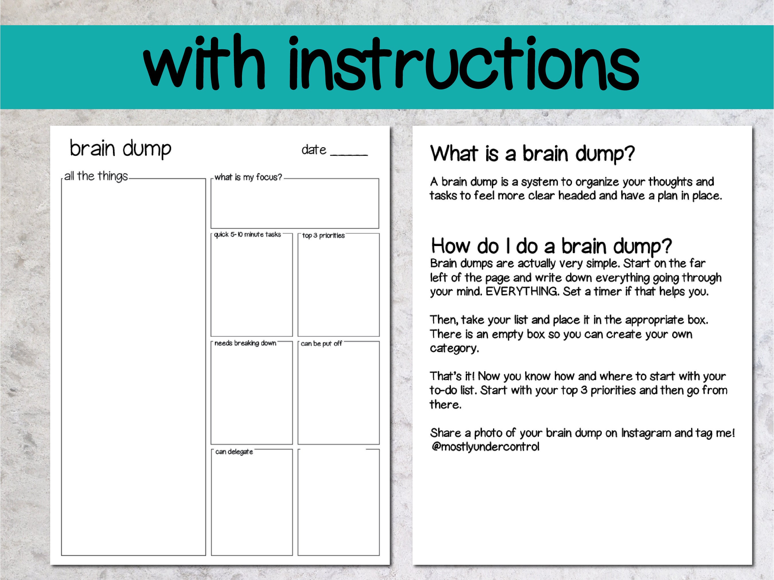 Minimalist Brain Dump Printable, Thought Organizer, Printable Task List ...