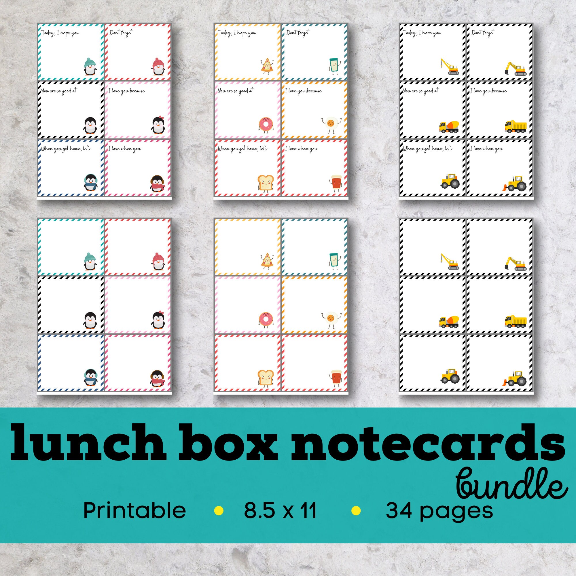 Lunch Box Cards, Printable School Notes, Printable Encouragement Cards ...