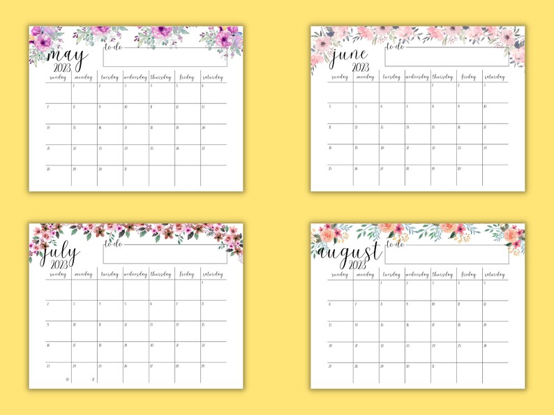 2023 Landscape Calendar Printable Horizontal Planner Insert - Etsy
