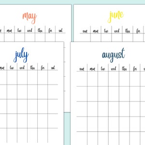 Blank Portrait Calendar Printable, Perpetual Calendar Printable, Month ...
