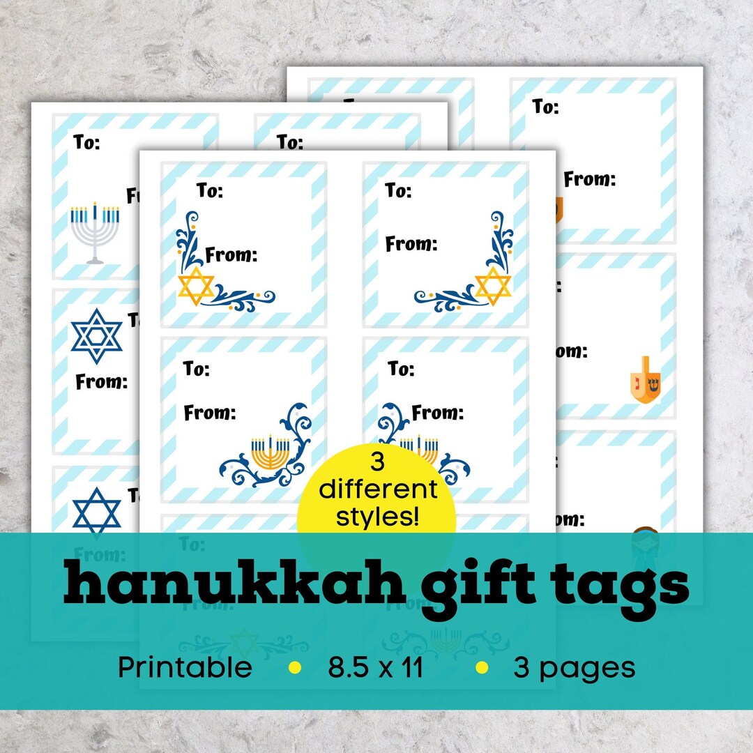 Hanukkah Tag Printable, Hanukkah Present Tag, Dreidel Gift Tag ...