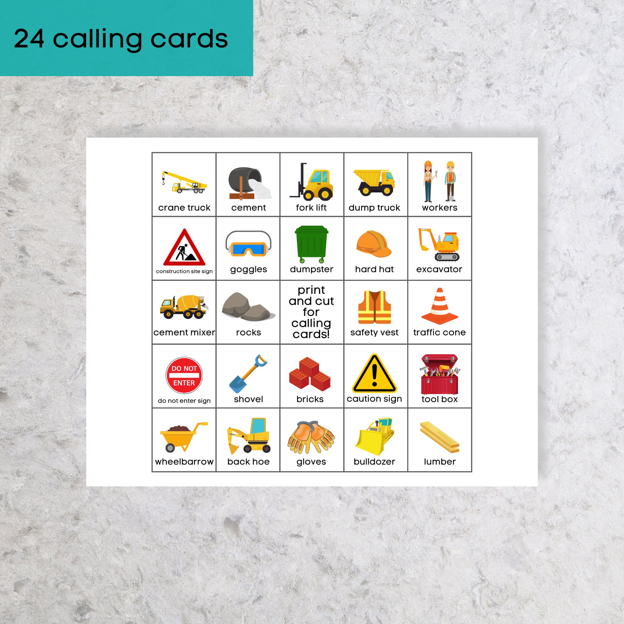 Construction Scavenger Hunt, Construction Bingo, Construction Party ...