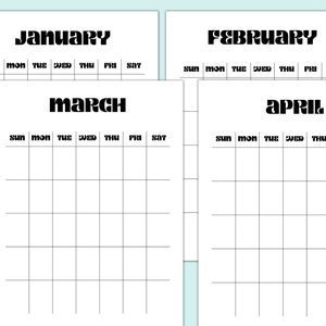 Month at a Glance Printable, Undated Calendar Template Printable ...