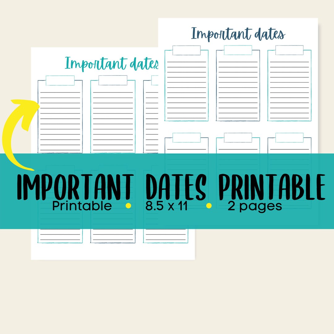 Dates to Remember Book, Perpetual Calendar Printable, Printable ...