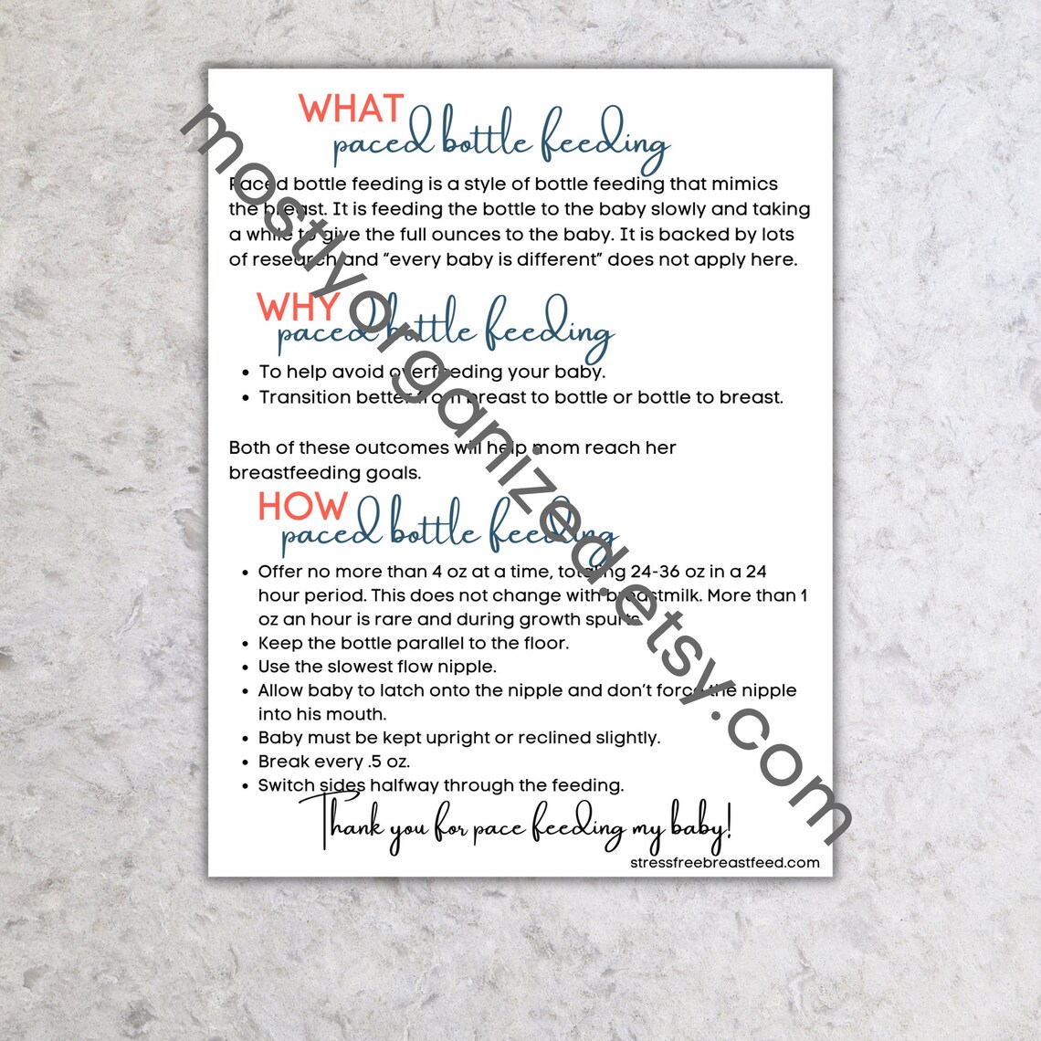 Paced Bottle Feeding Guide Printable, Pace Feeding, Infant Nanny ...
