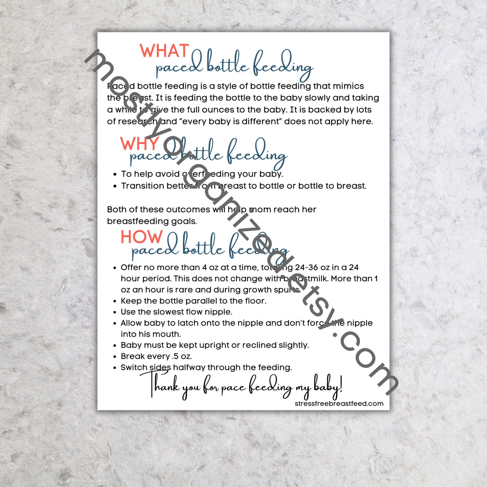 Paced Bottle Feeding Guide Printable, Pace Feeding, Infant Nanny ...