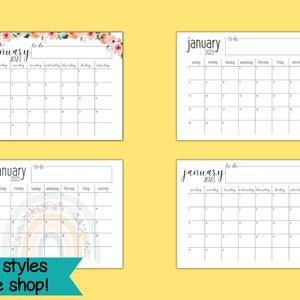 Minimalist 2023 Calendar Printable at a Glance, 12 Month Calendar ...