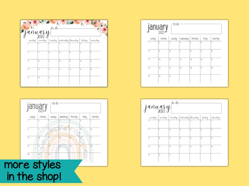 Minimalist 2023 Calendar Printable at a Glance, 12 Month Calendar ...