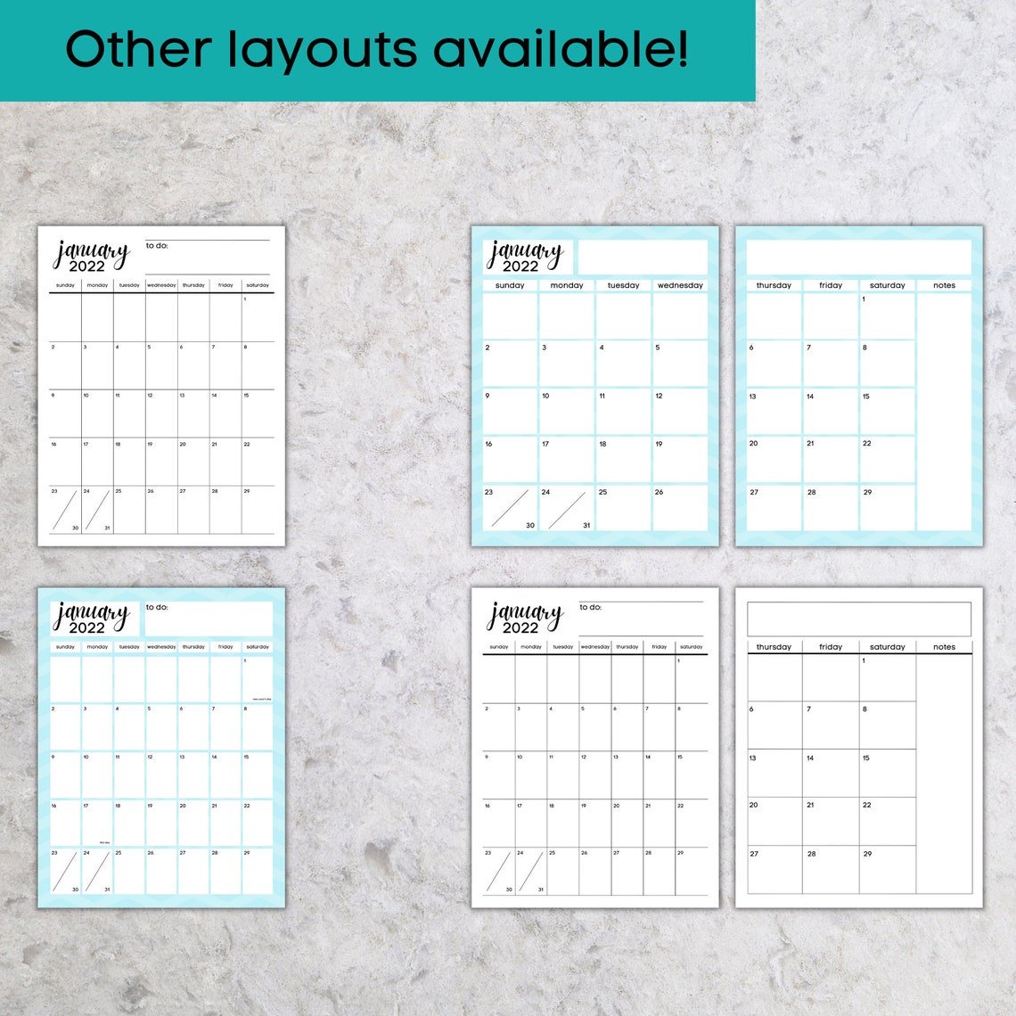 Minimalist 2022 Calendar Printable Monthly 2022 Monthly | Etsy