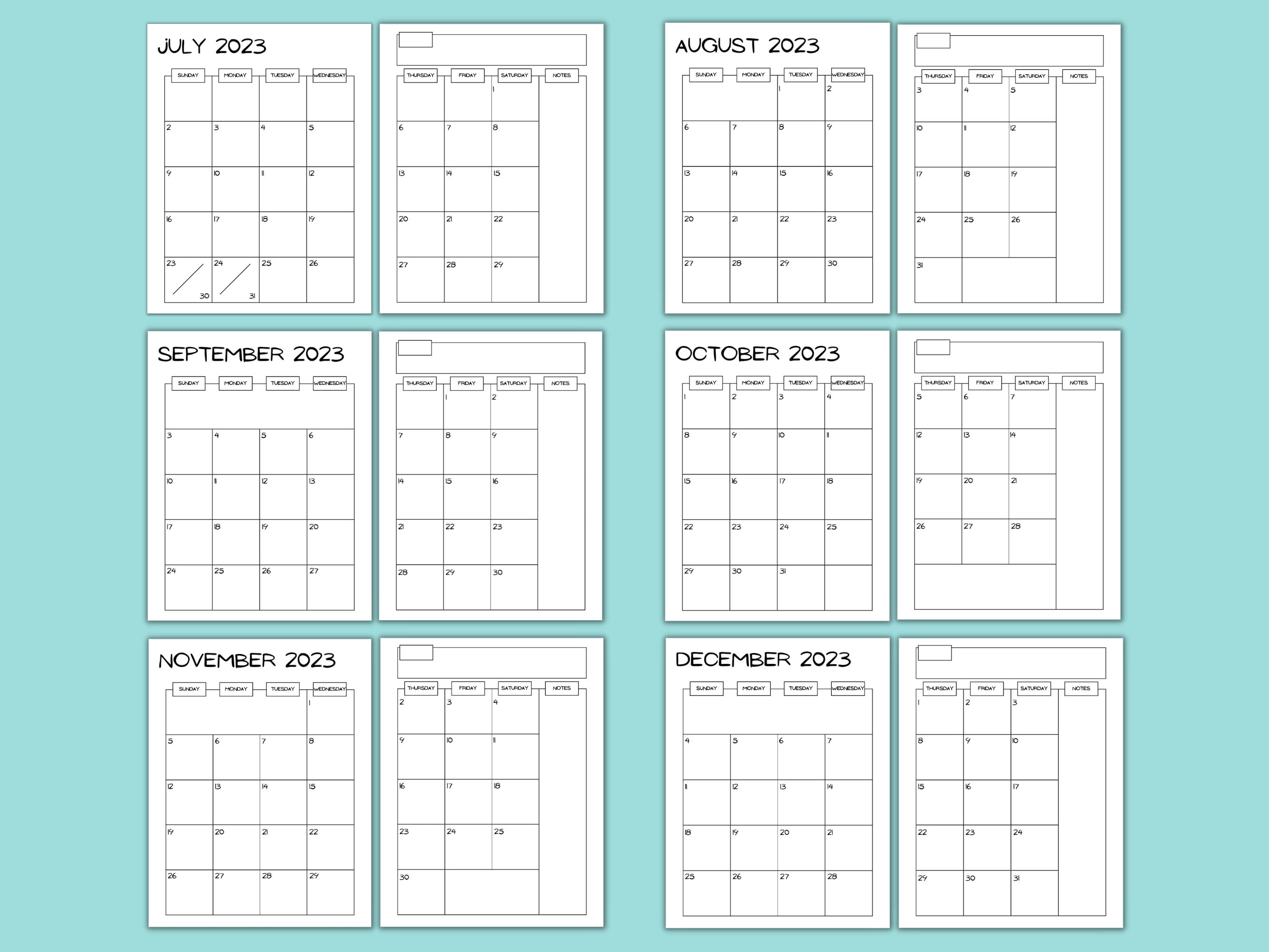 PDF 2023 Calendar Printable Monthly, Minimalist 2023 Calendar Template ...