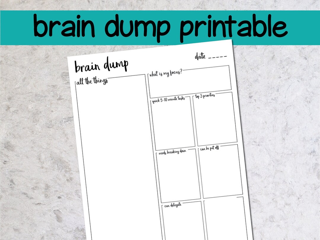 Minimalist Brain Dump Printable, Brain Dump Pdf, Thought Organizer ...