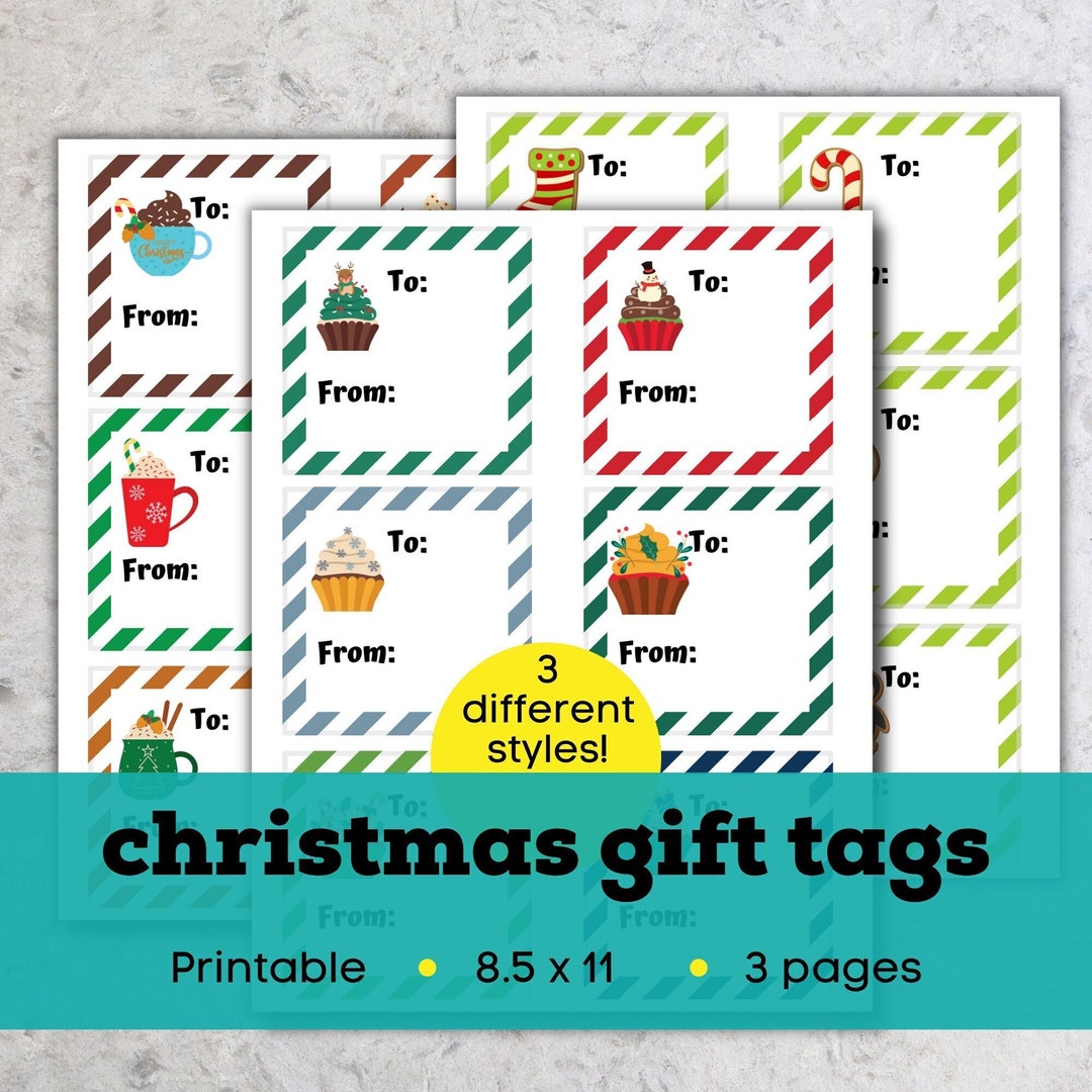 Printable Holiday Gift Tag, Square Printable Christmas Gift Tags ...