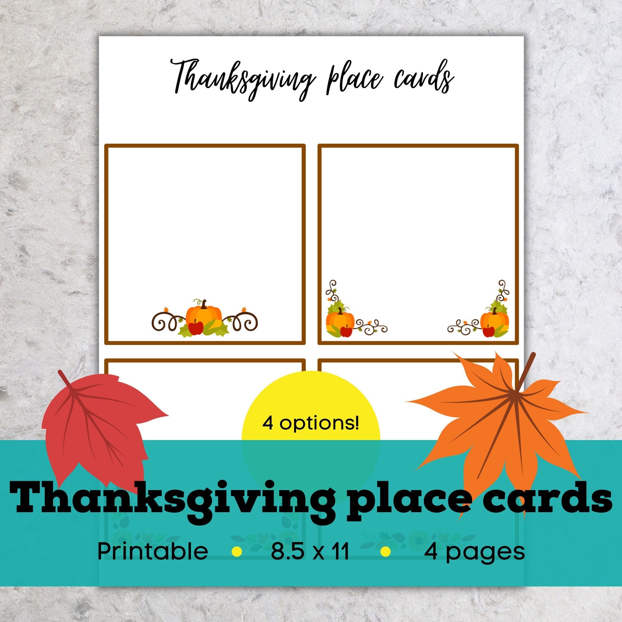 Printable Thanksgiving Placecards, Thanksgiving Place Card Download ...