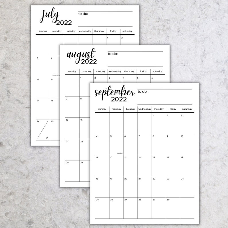 Minimalist 2022 Calendar Printable Monthly 2022 Monthly | Etsy