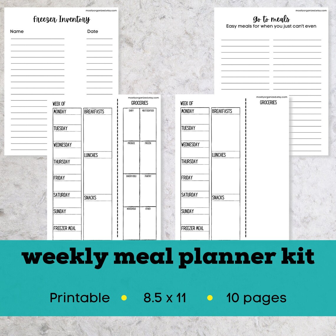 Meal Planning Bundle, Weekly Meal Planner Bundle, Weekly Meal Planner ...