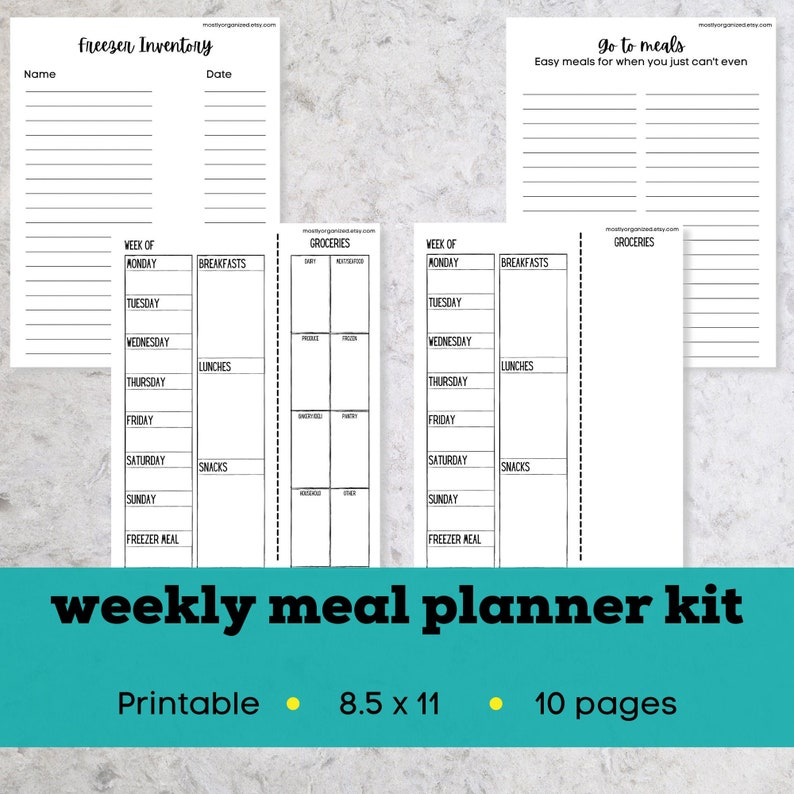 Meal Planning Bundle, Weekly Meal Planner Bundle, Weekly Meal Planner ...