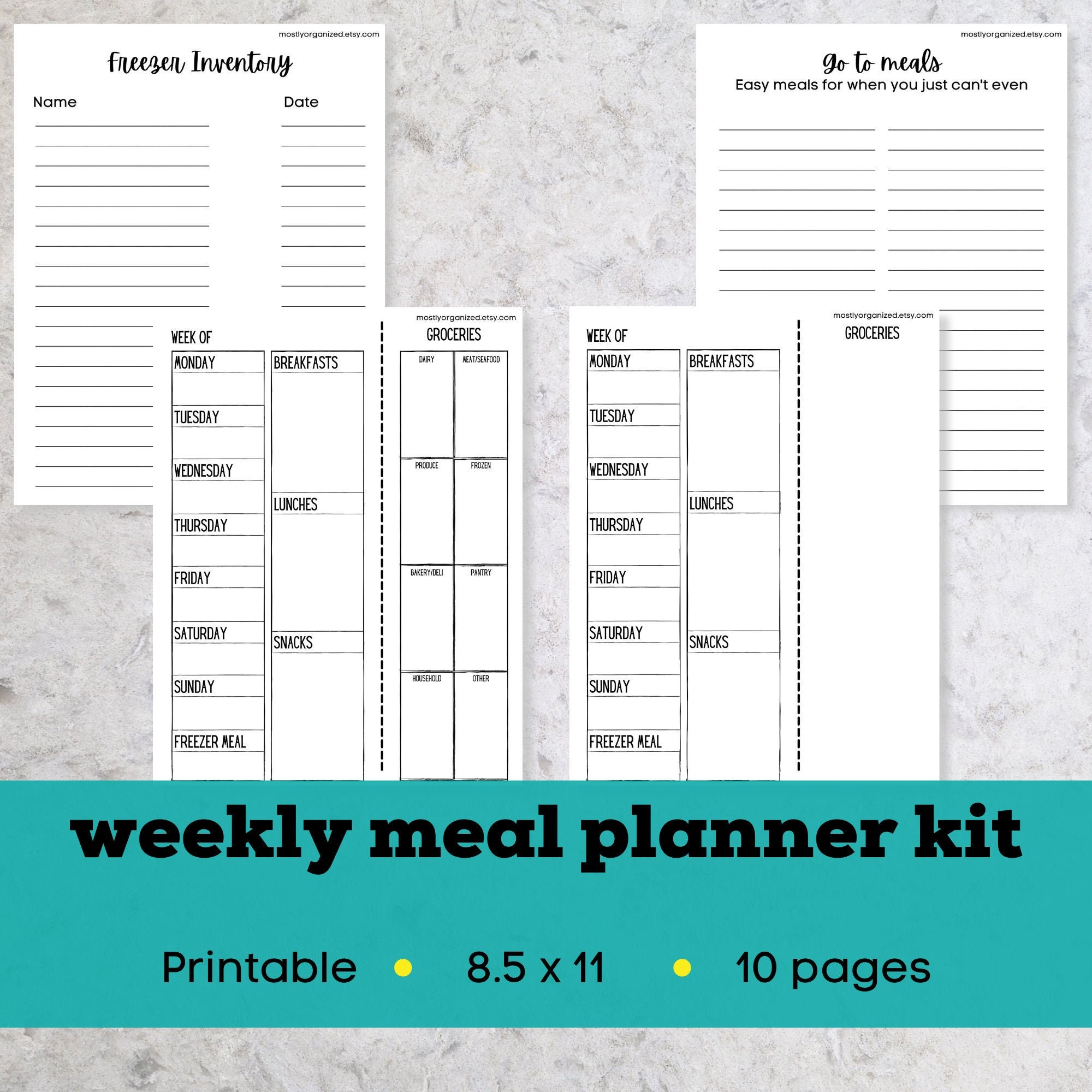 Meal Planning Bundle, Weekly Meal Planner Bundle, Weekly Meal Planner ...