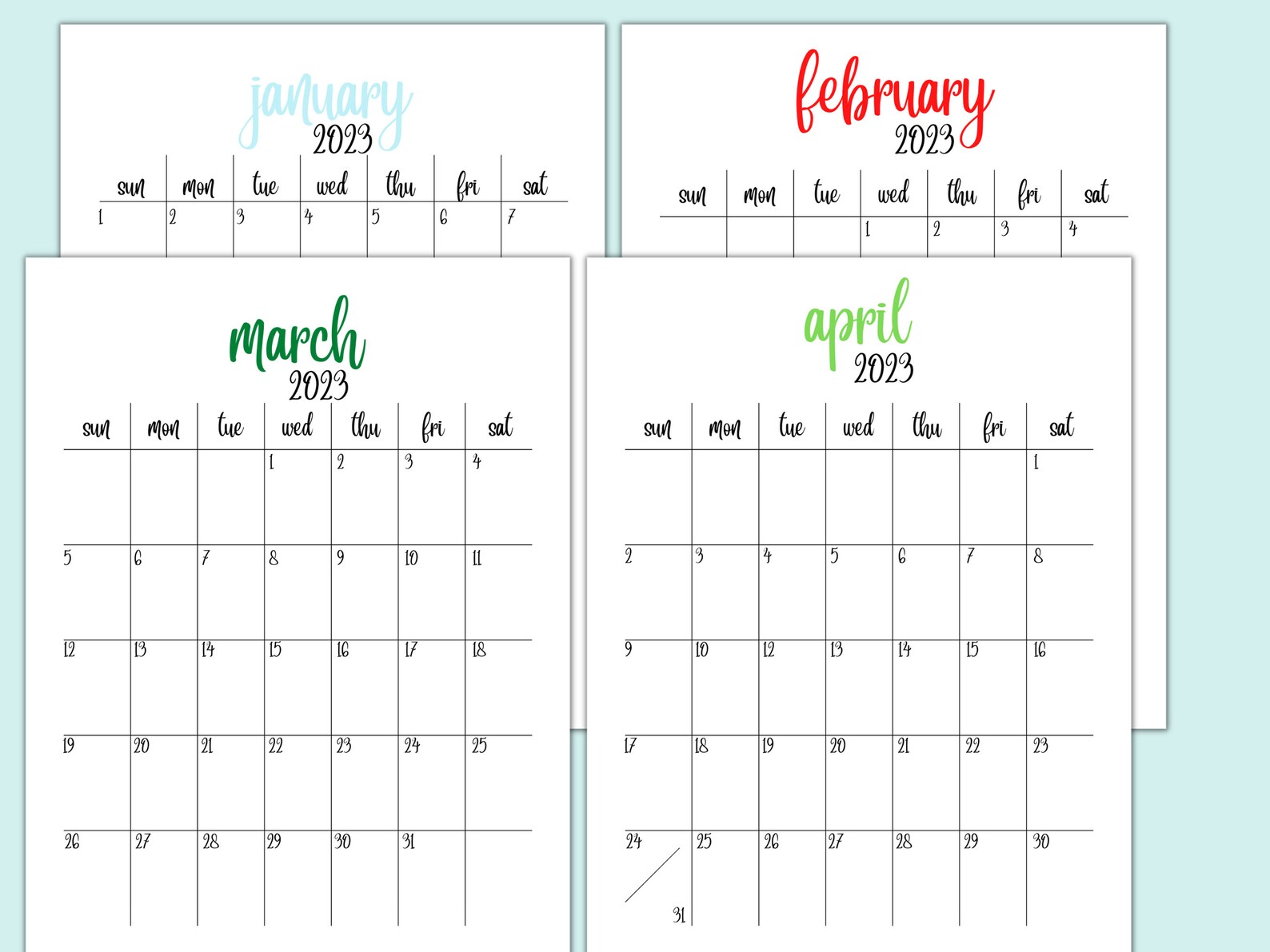 12 Month Calendar 2023, Printable Family Wall Calendar Planner, Office ...