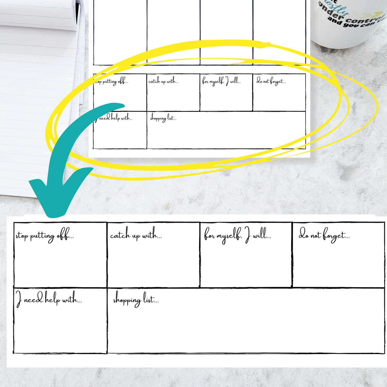 One Page Weekly Planner Download, Week at a Glance Planner Printable ...