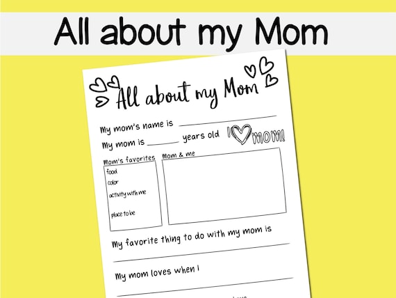 PDF Mother's Day Printable for Kids Fill in the Blank All | Etsy