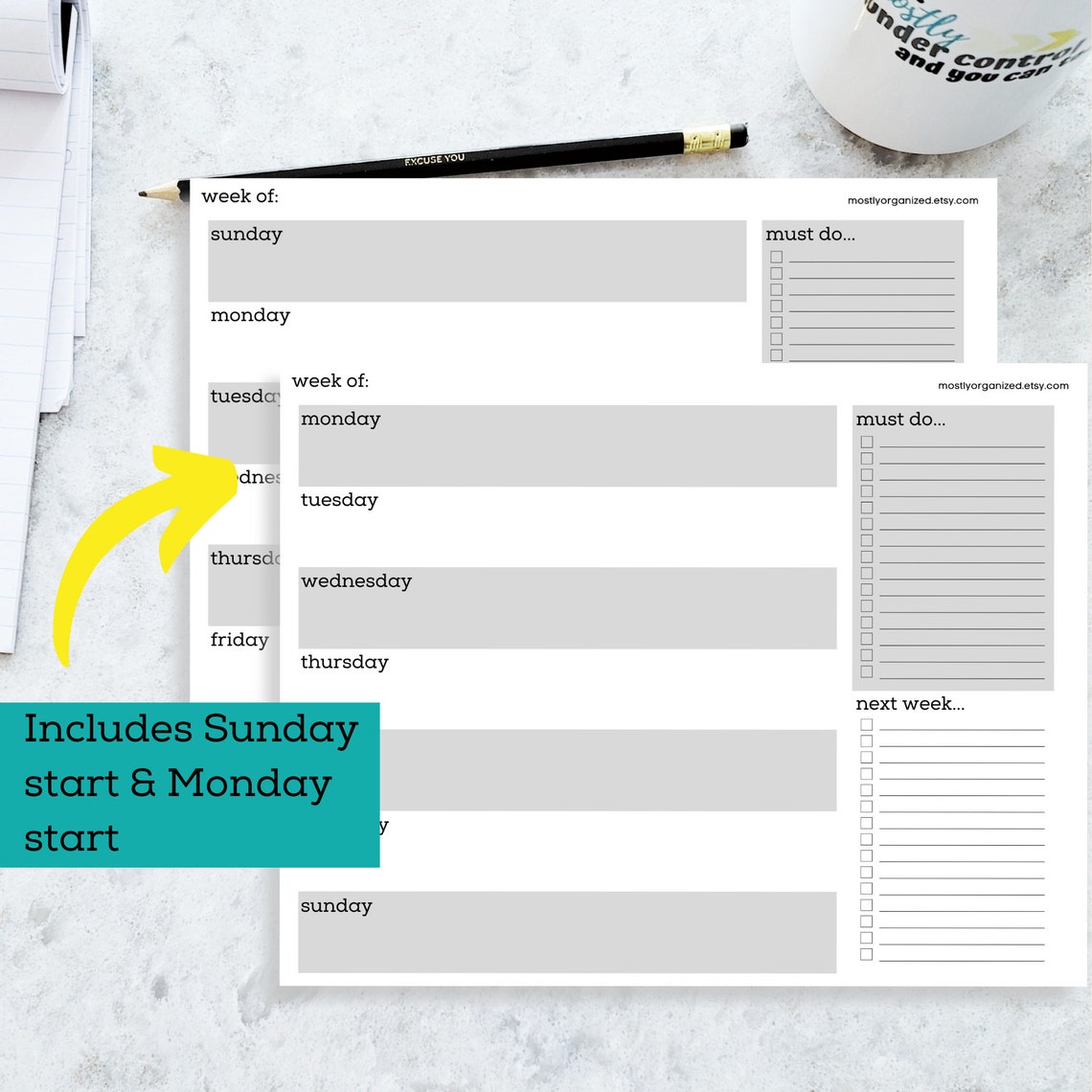 Blank Weekly Planner Printable Stay at Home Mom Schedule - Etsy