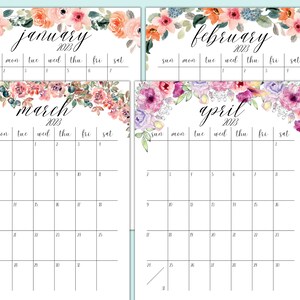 Watercolor 2023 Calendar Printable, Monthly Calendar Printable Pretty ...